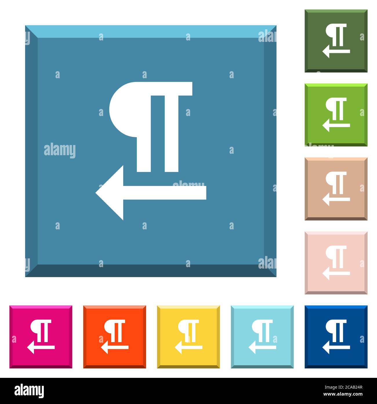 Right to left text direction white icons on edged square buttons in ...