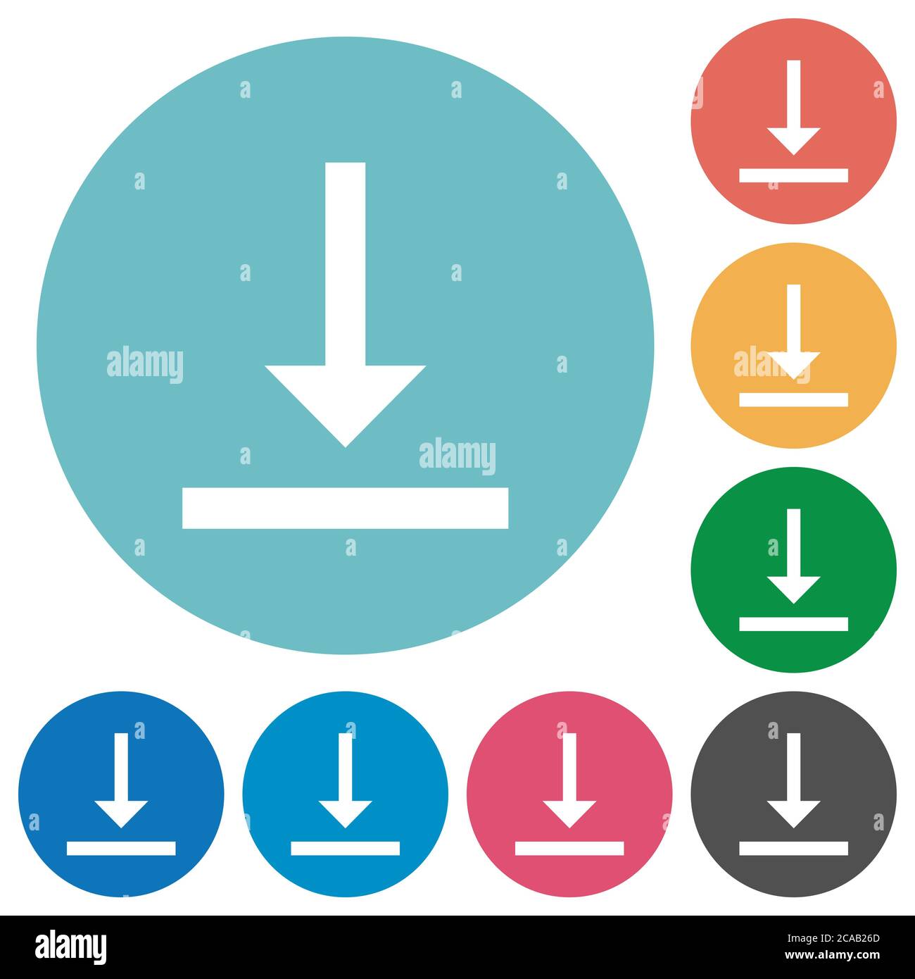 Vertical align bottom flat white icons on round color backgrounds Stock ...
