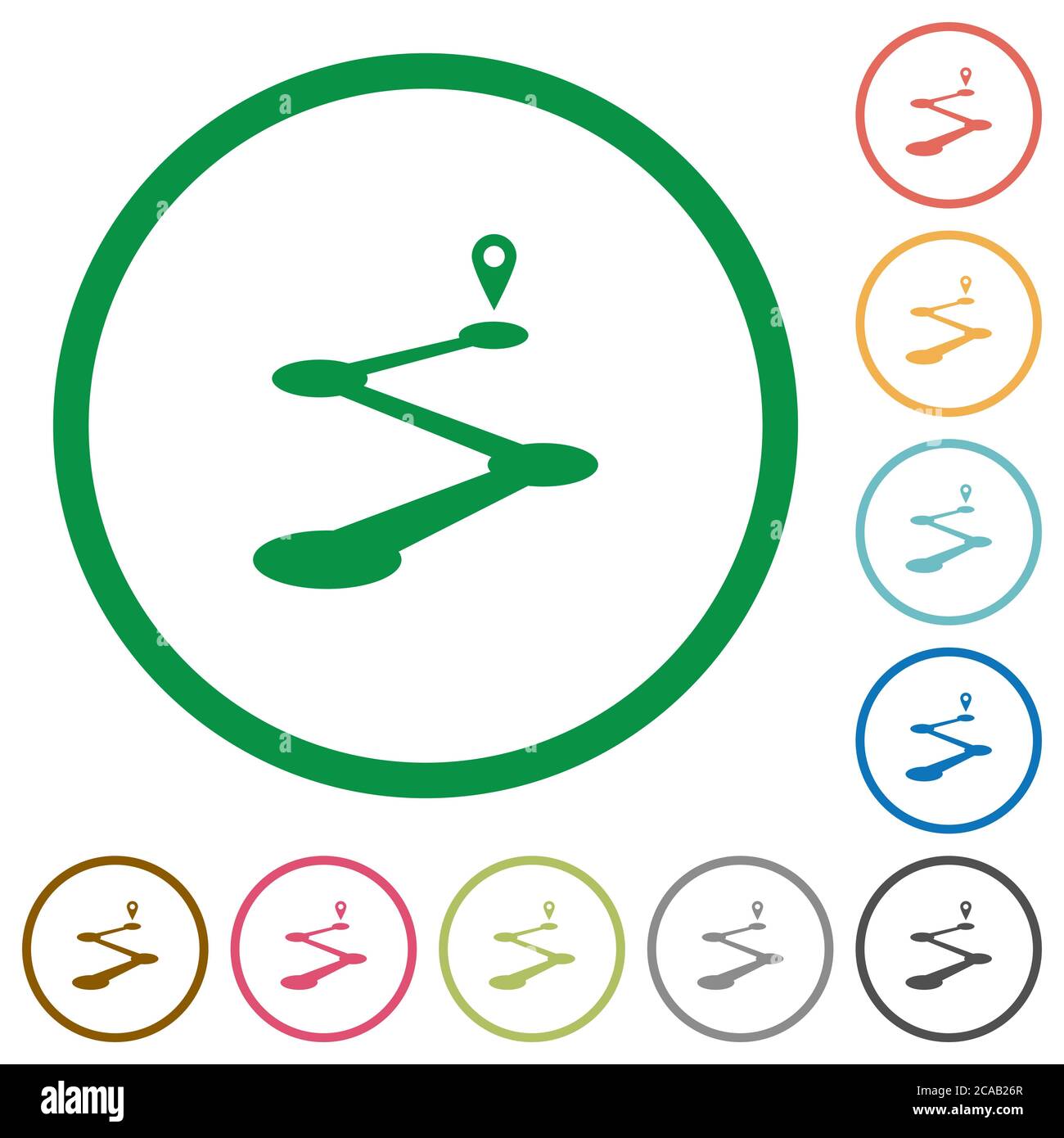 Roadmap flat color icons in round outlines on white background Stock ...