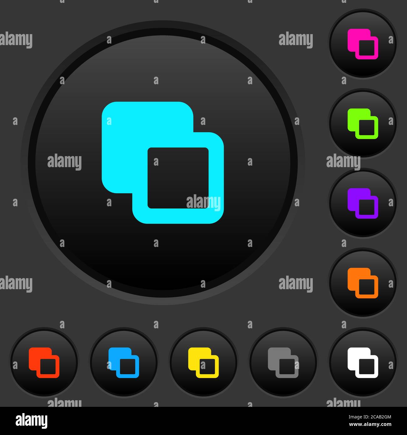 Subtract shapes dark push buttons with vivid color icons on dark grey background Stock Vector ...