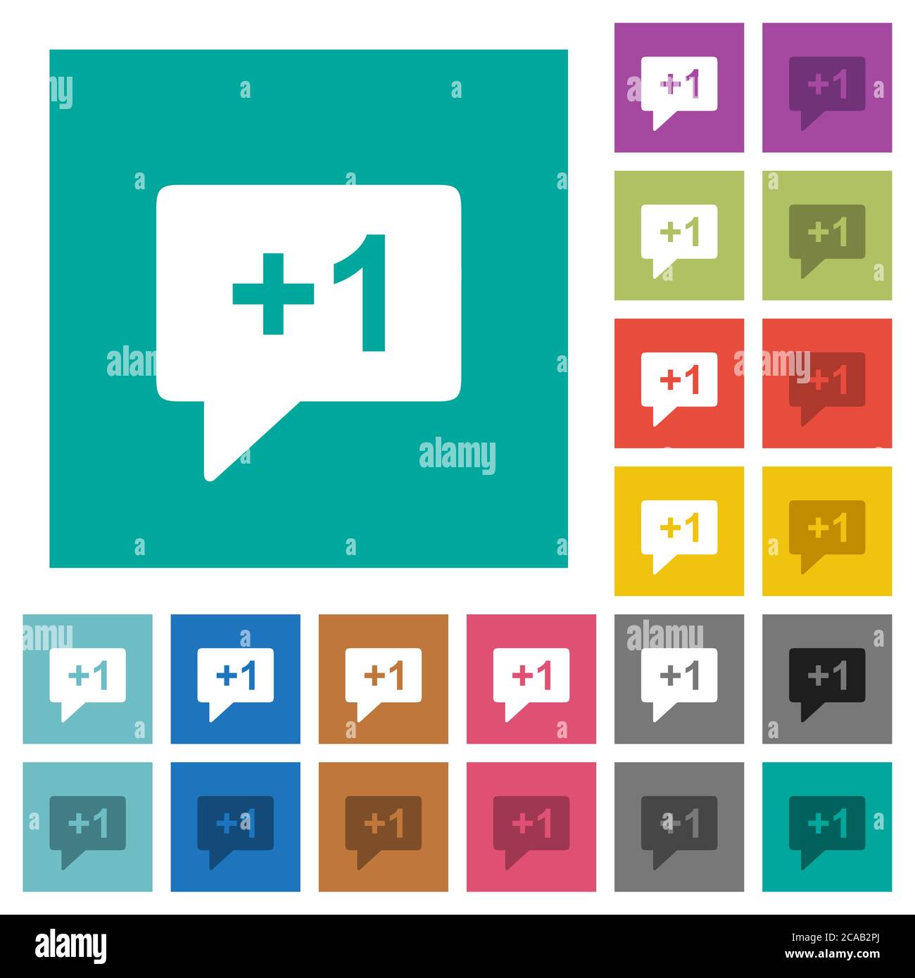 Plus one sign multi colored flat icons on plain square backgrounds ...