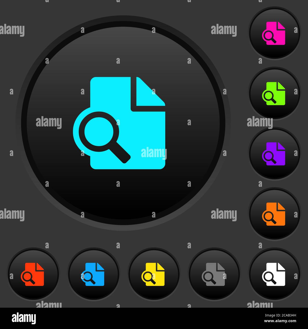 Preview dark push buttons with vivid color icons on dark grey ...