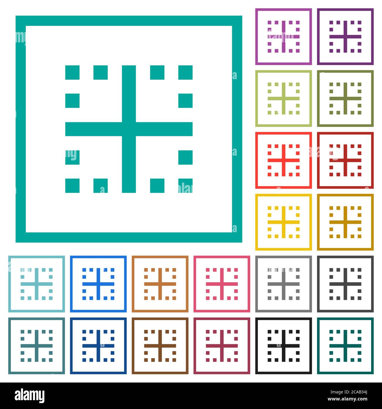 Inner borders flat color icons with quadrant frames on white background ...