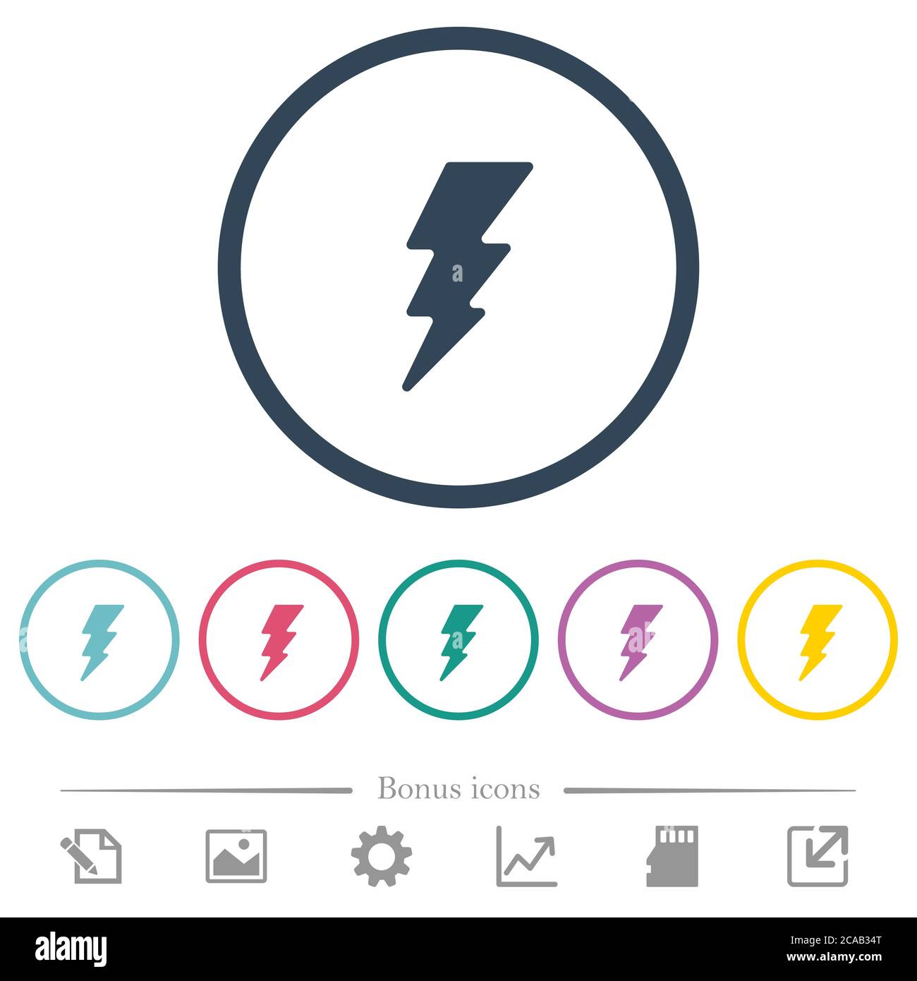 Lightning flat color icons in round outlines. 6 bonus icons included ...