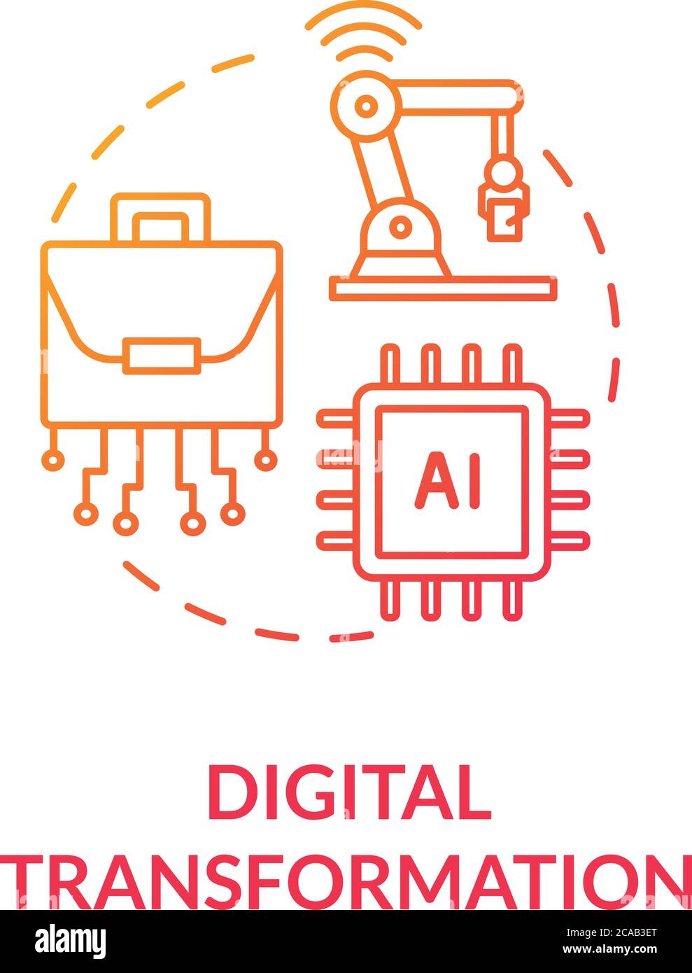 Digital transformation red gradient concept icon. Artificial ...
