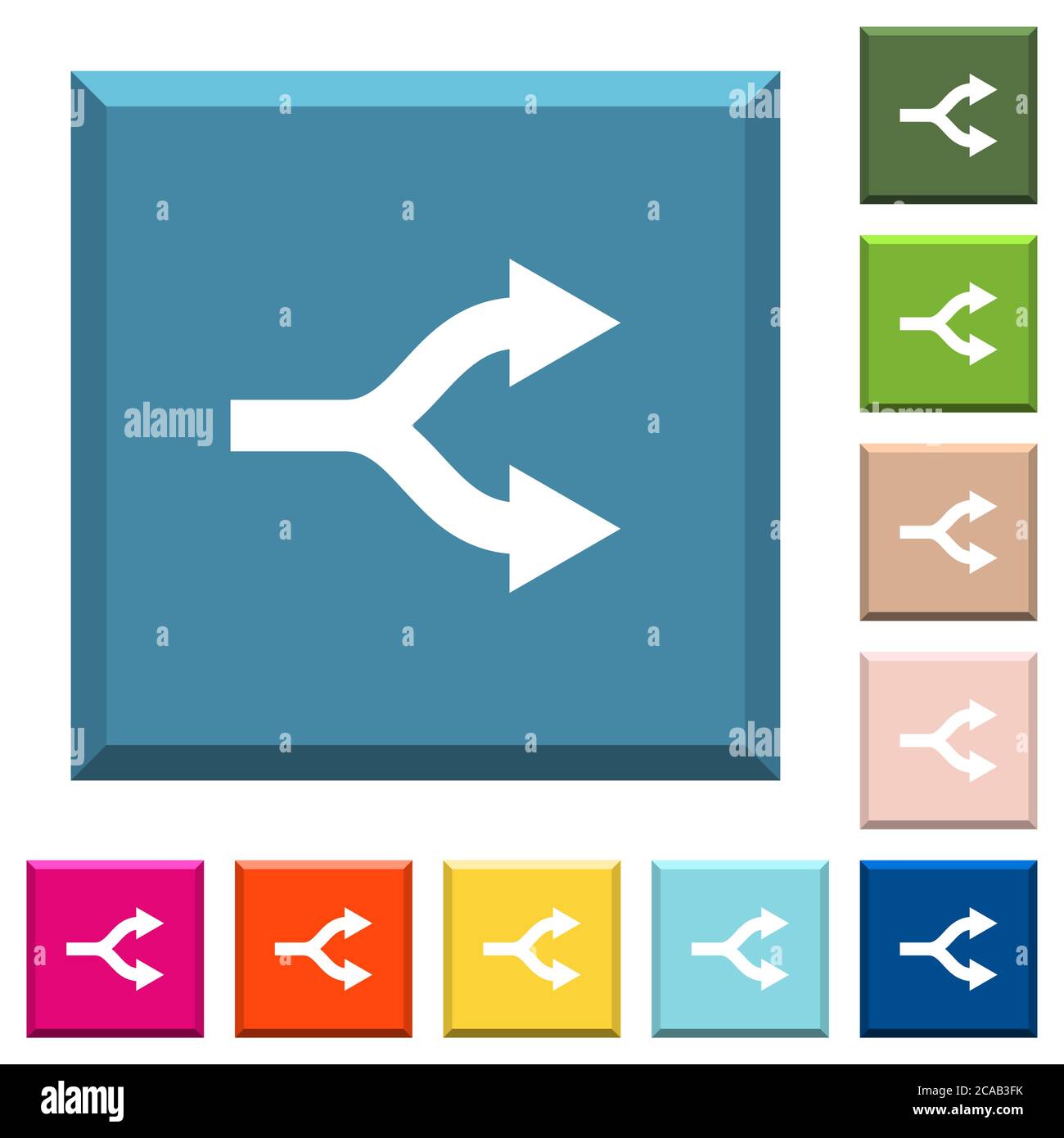 Split arrows up white icons on edged square buttons in various trendy colors Stock Vector Image ...