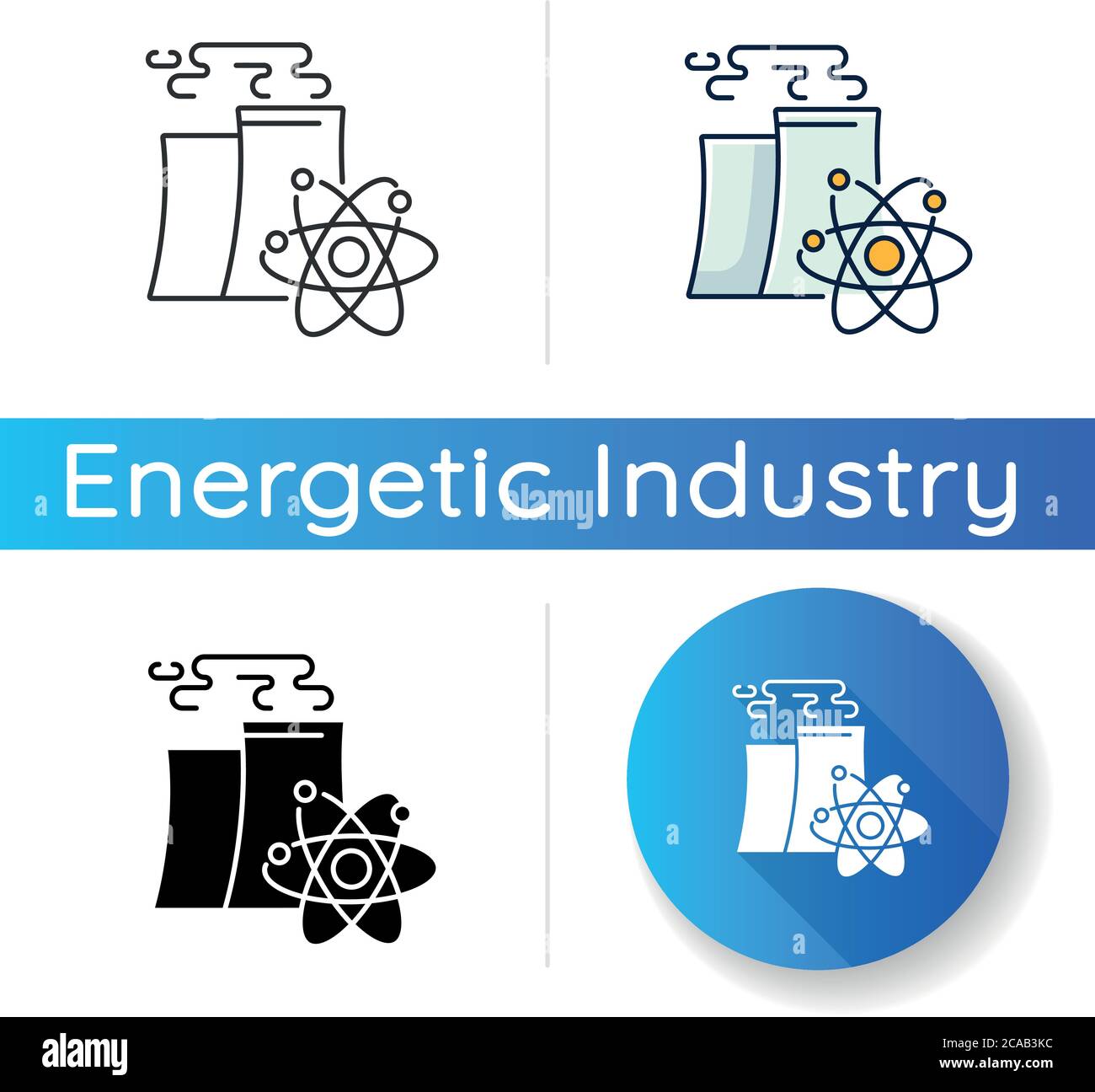 Nuclear industry icon. Linear black and RGB color styles. Atomic energy ...