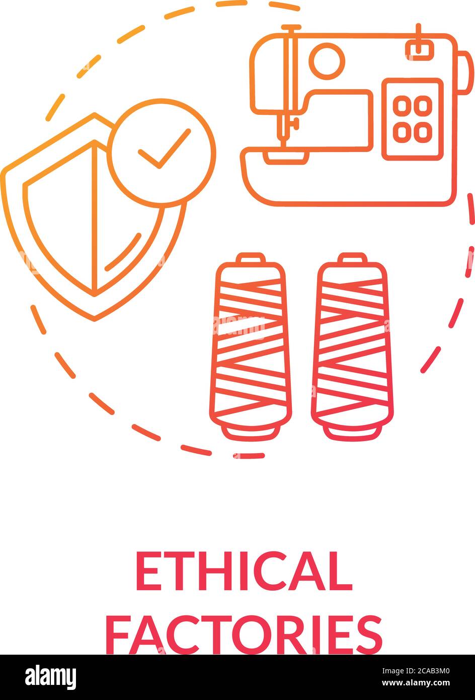 Ethical factories red gradient concept icon. Textile supplier. Zero ...