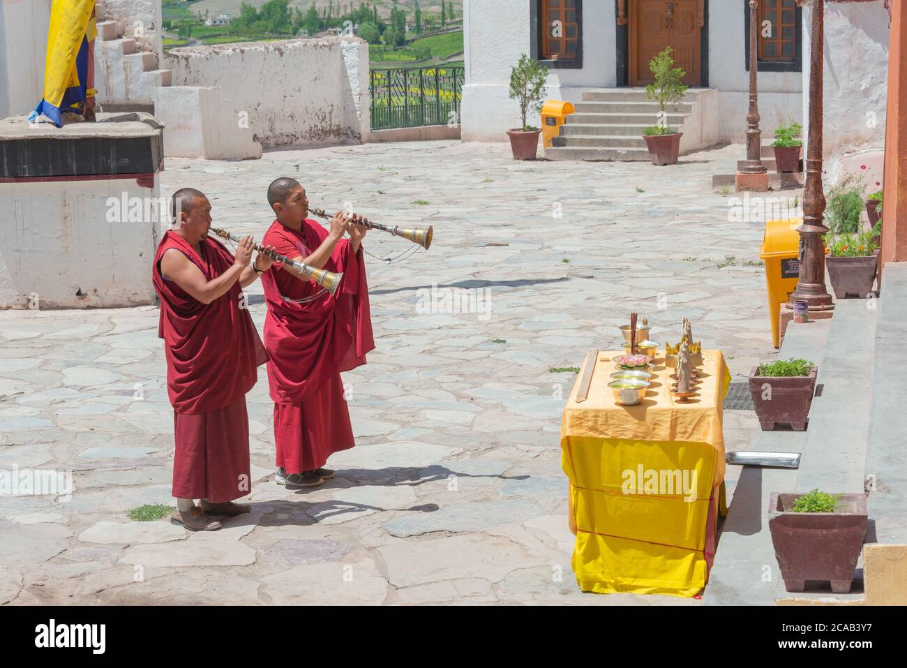 Ritual of monks at Matho Monastery (Matho Gompa) in Ladakh, Jammu and ...