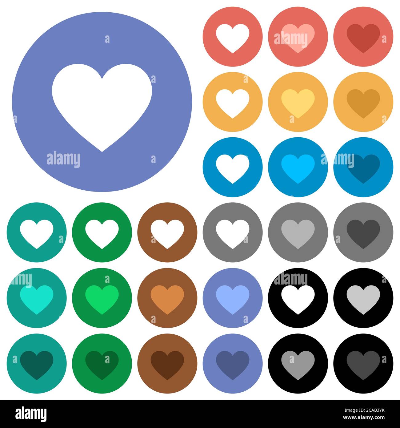 Heart card symbol multi colored flat icons on round backgrounds ...