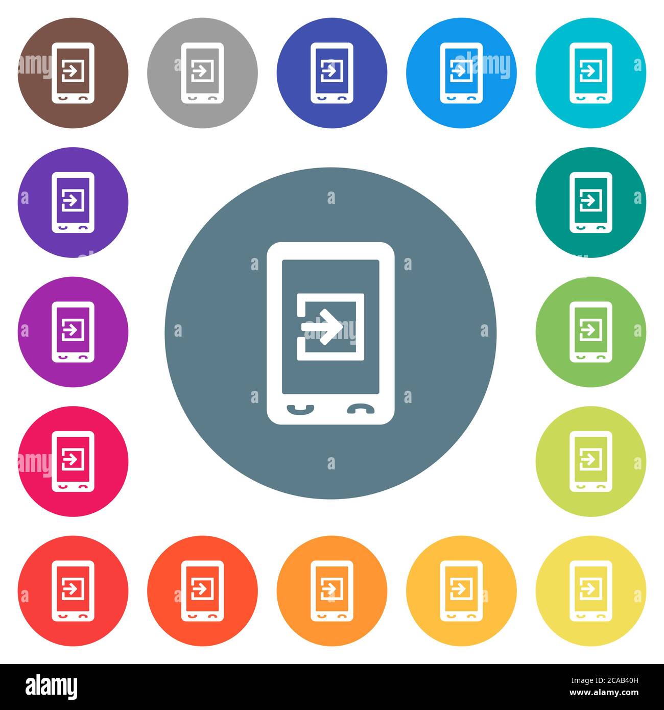 Mobile import data flat white icons on round color backgrounds. 17 ...