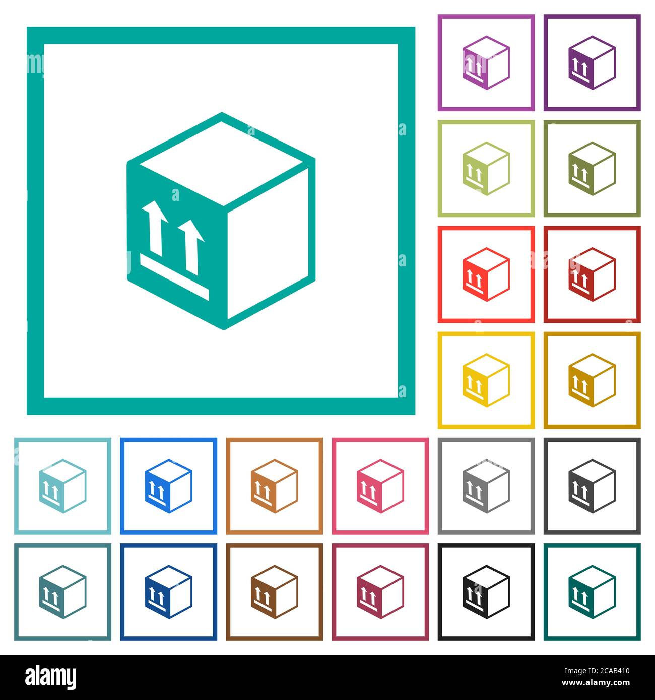 Single package flat color icons with quadrant frames on white ...