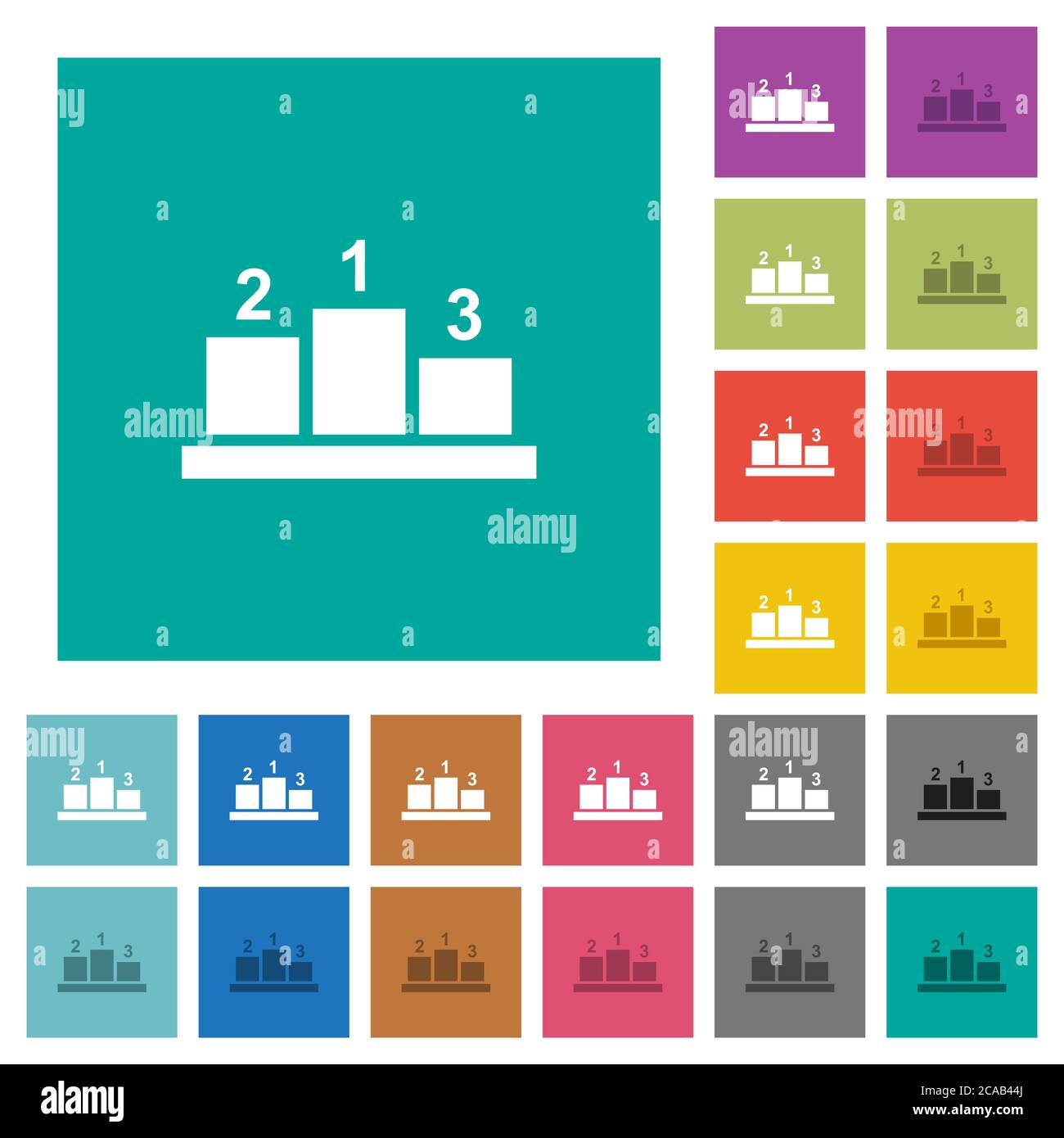 Winners podium with outside numbers multi colored flat icons on plain ...