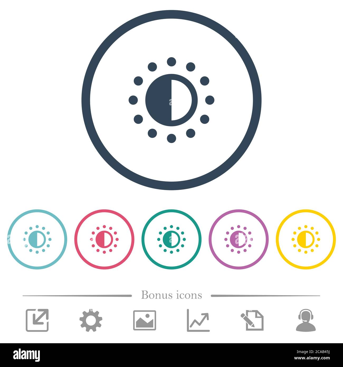 Saturation control flat color icons in round outlines. 6 bonus icons ...