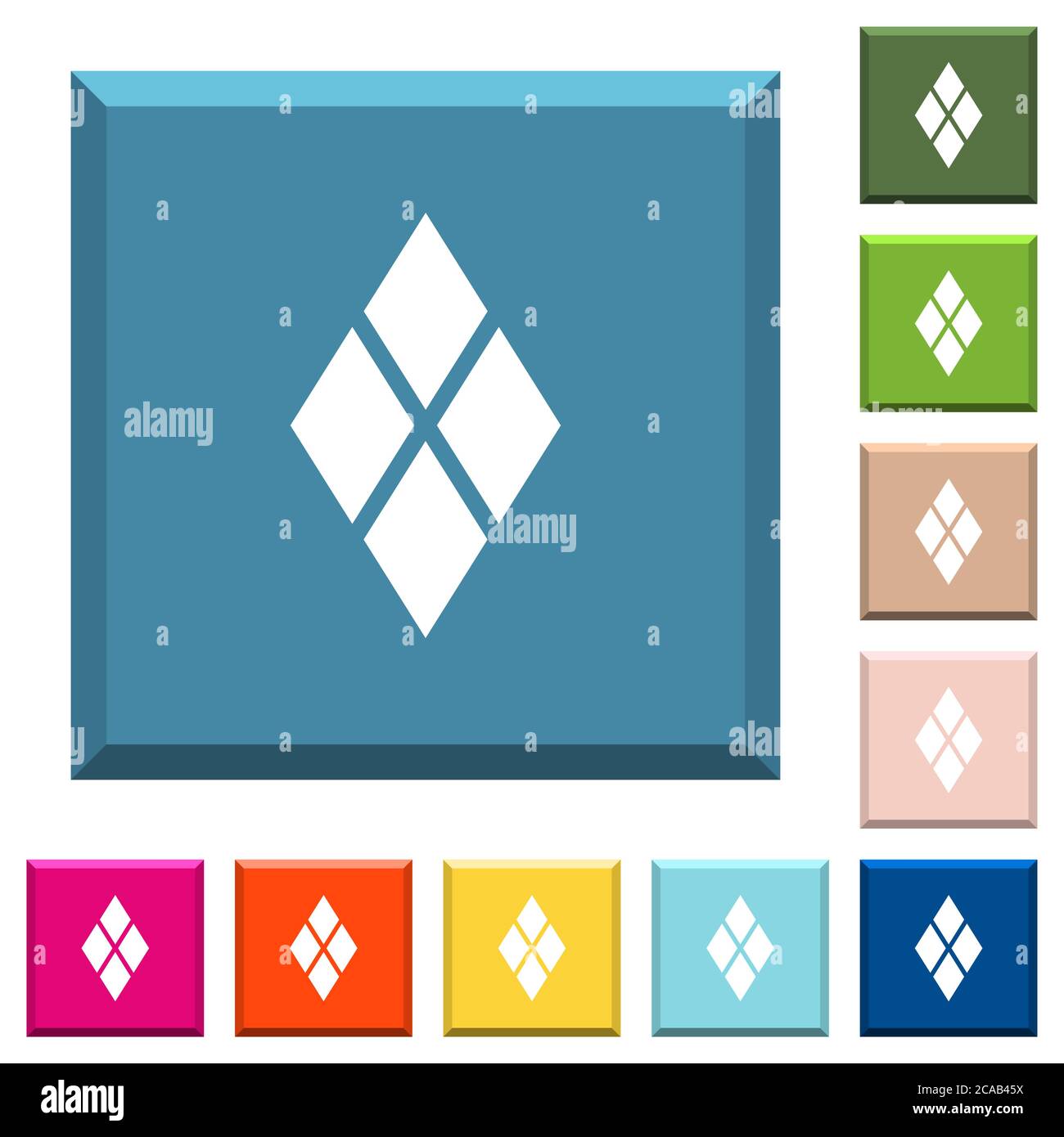 Diamond tile pattern white icons on edged square buttons in various ...
