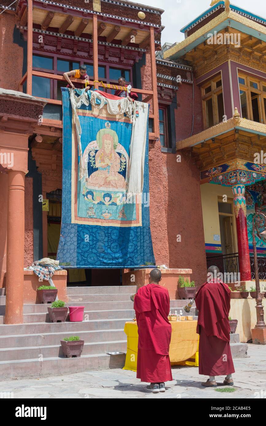 Ritual of monks at Matho Monastery (Matho Gompa) in Ladakh, Jammu and ...
