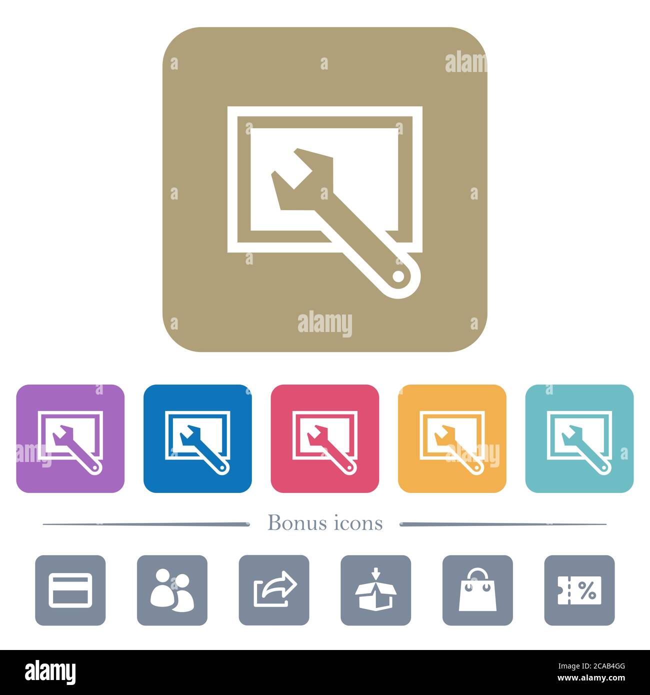Screen settings white flat icons on color rounded square backgrounds. 6 ...