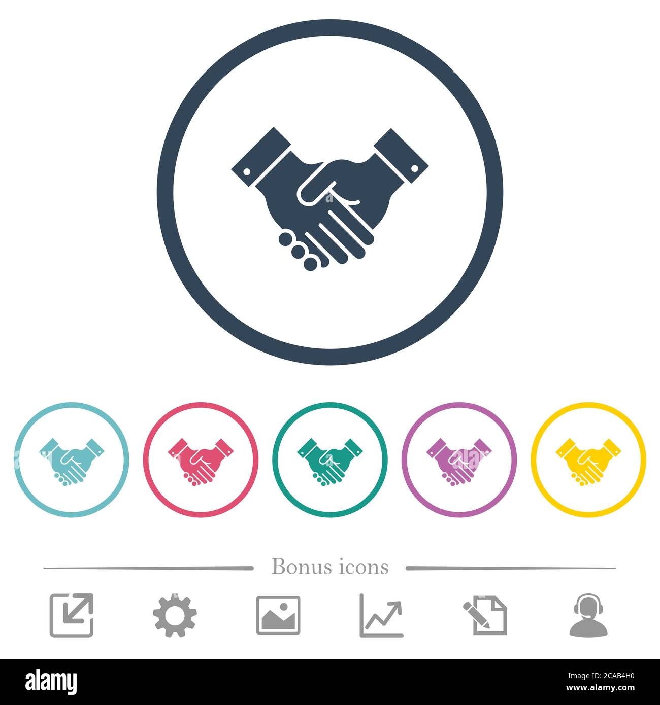 Partnership flat color icons in round outlines. 6 bonus icons included ...