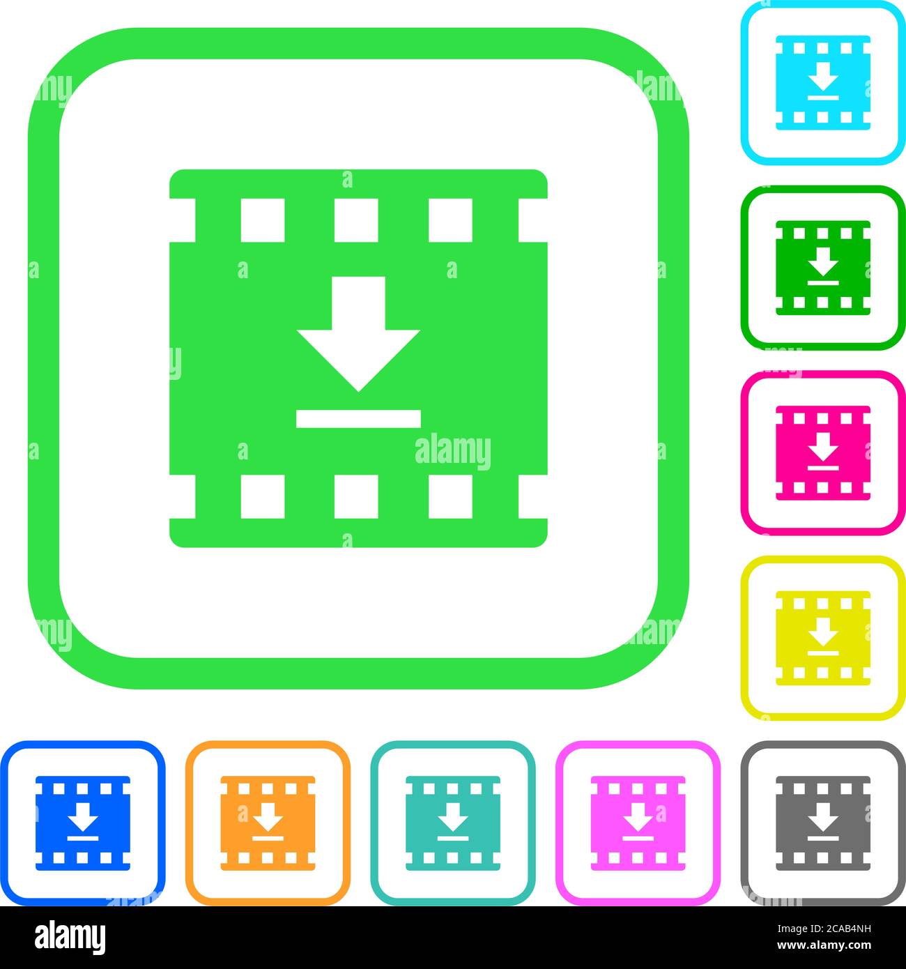 Download movie vivid colored flat icons in curved borders on white ...