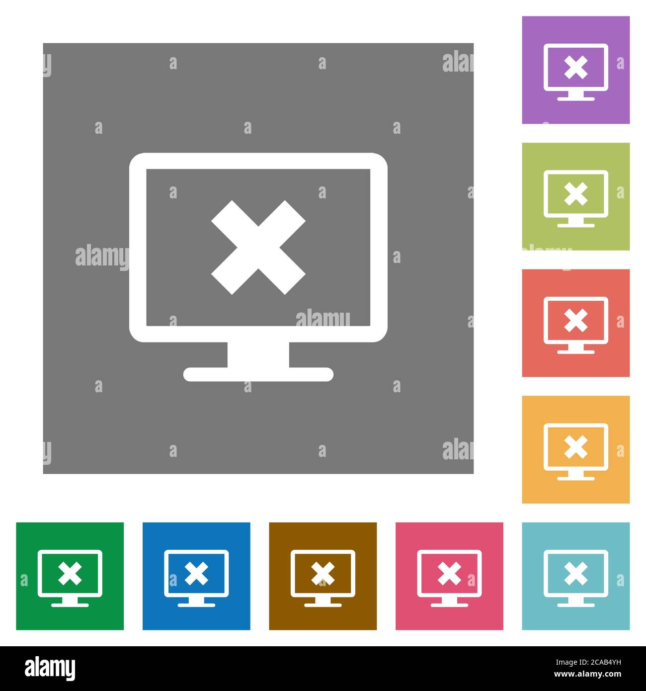 Cancel display settings flat icons on simple color square backgrounds ...