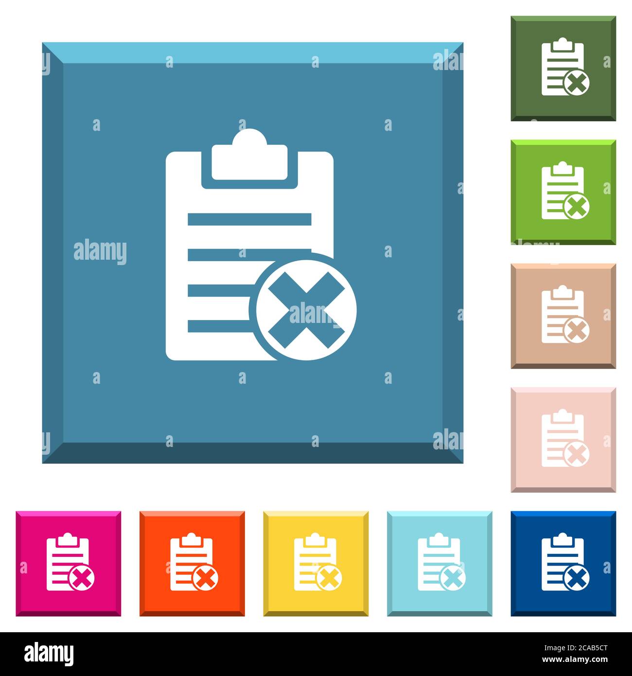 Note cancel white icons on edged square buttons in various trendy ...