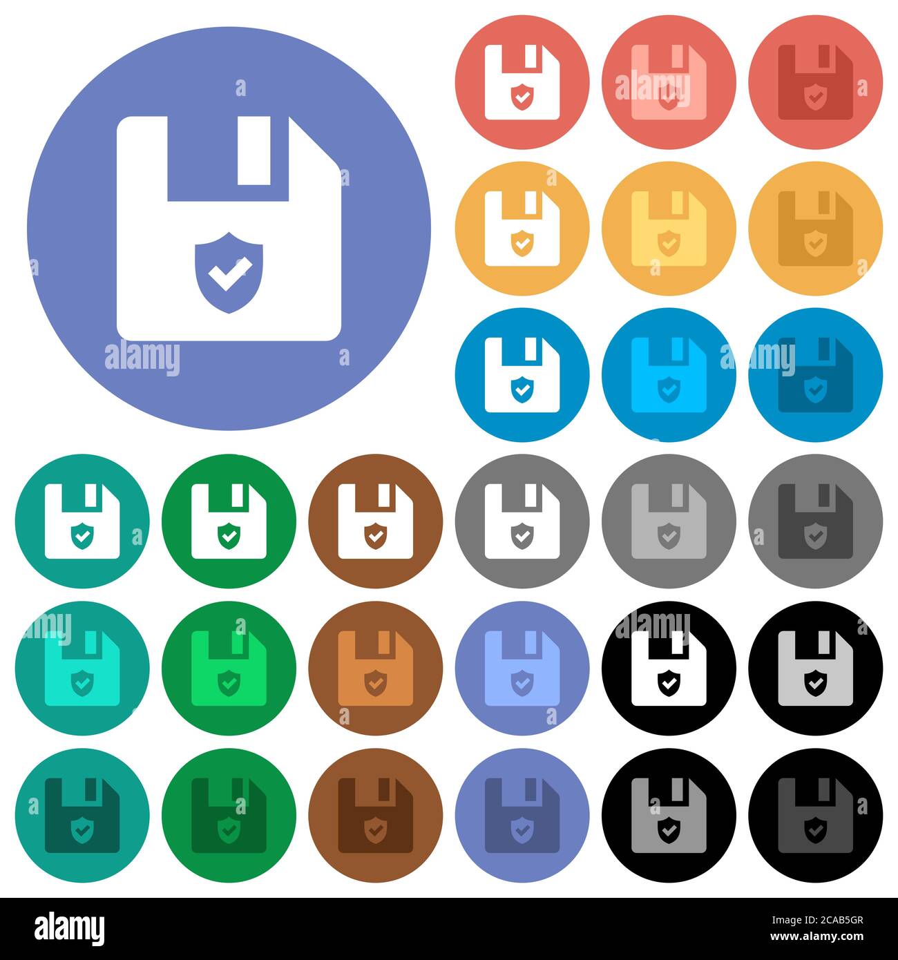 Protected file multi colored flat icons on round backgrounds. Included ...