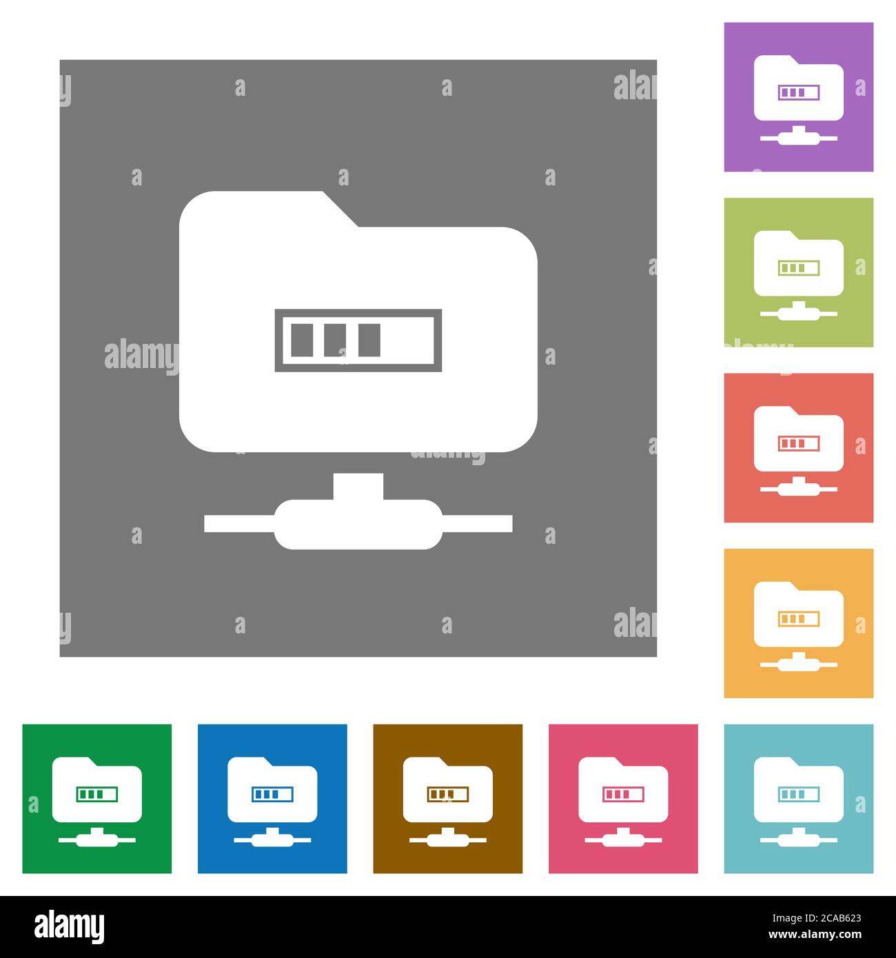FTP Processing flat icons on simple color square backgrounds Stock Vector Image & Art - Alamy