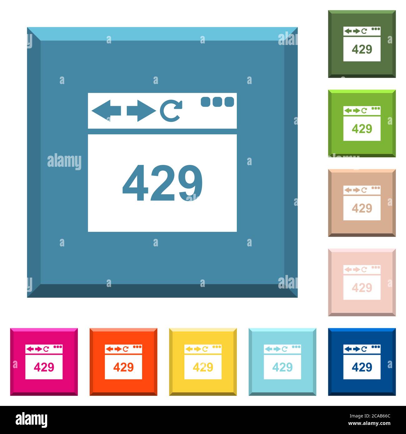 Browser 429 Too Many Requests white icons on edged square buttons in ...