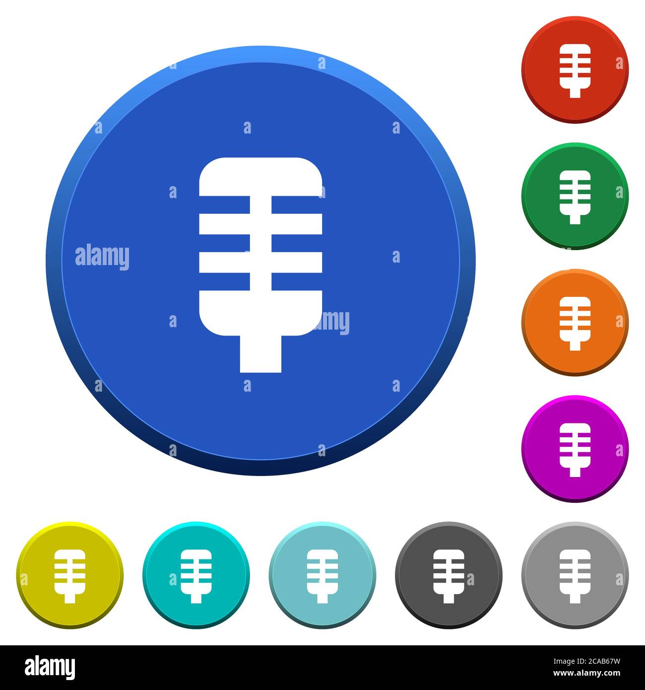 Microphone round color beveled buttons with smooth surfaces and flat ...