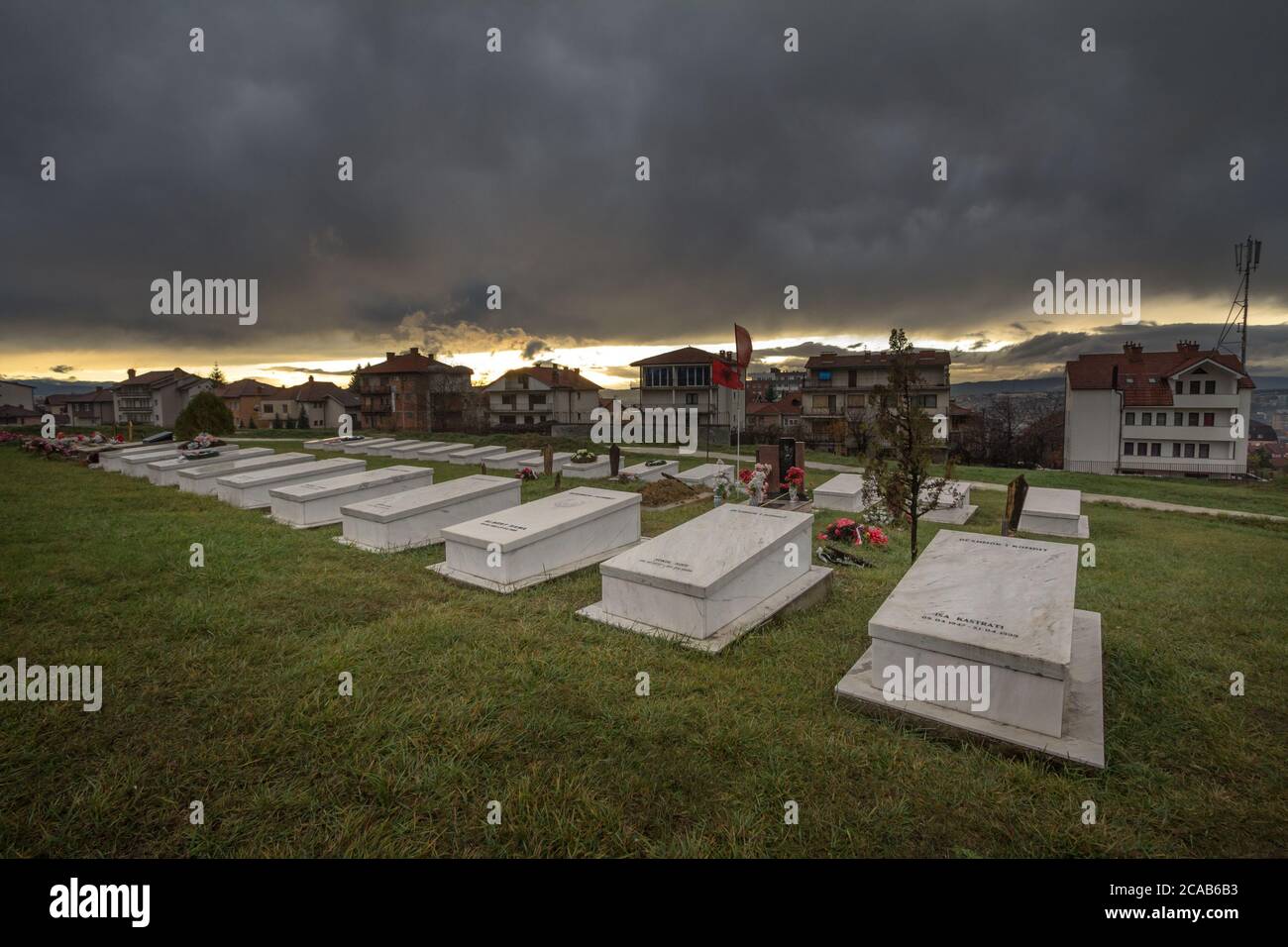 PRISTINA, KOSOVO - NOVEMBER 12, 2016: Graves of Kosovo Liberation Army ...