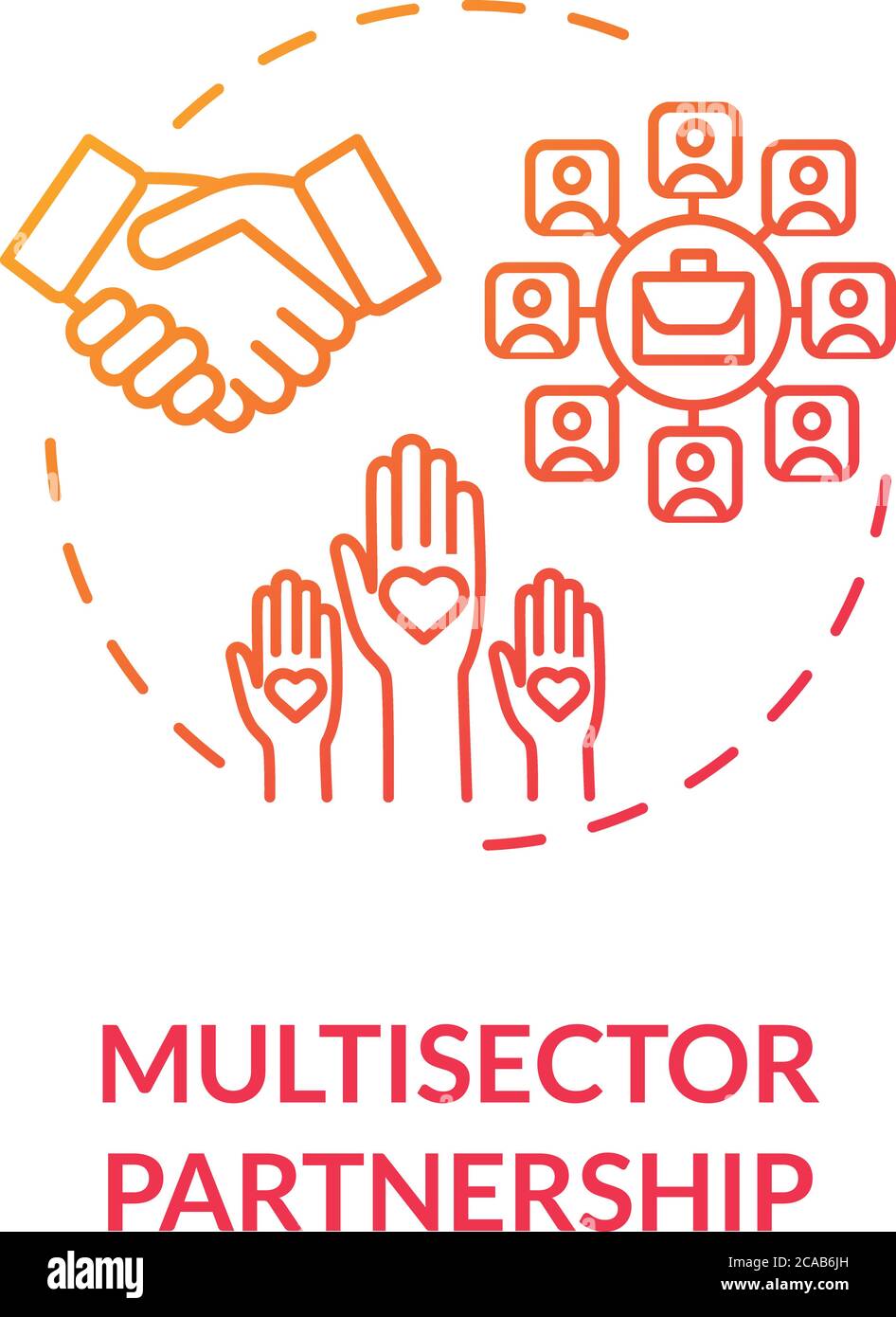 Multisector partnership red gradient concept icon. Partnership in ...