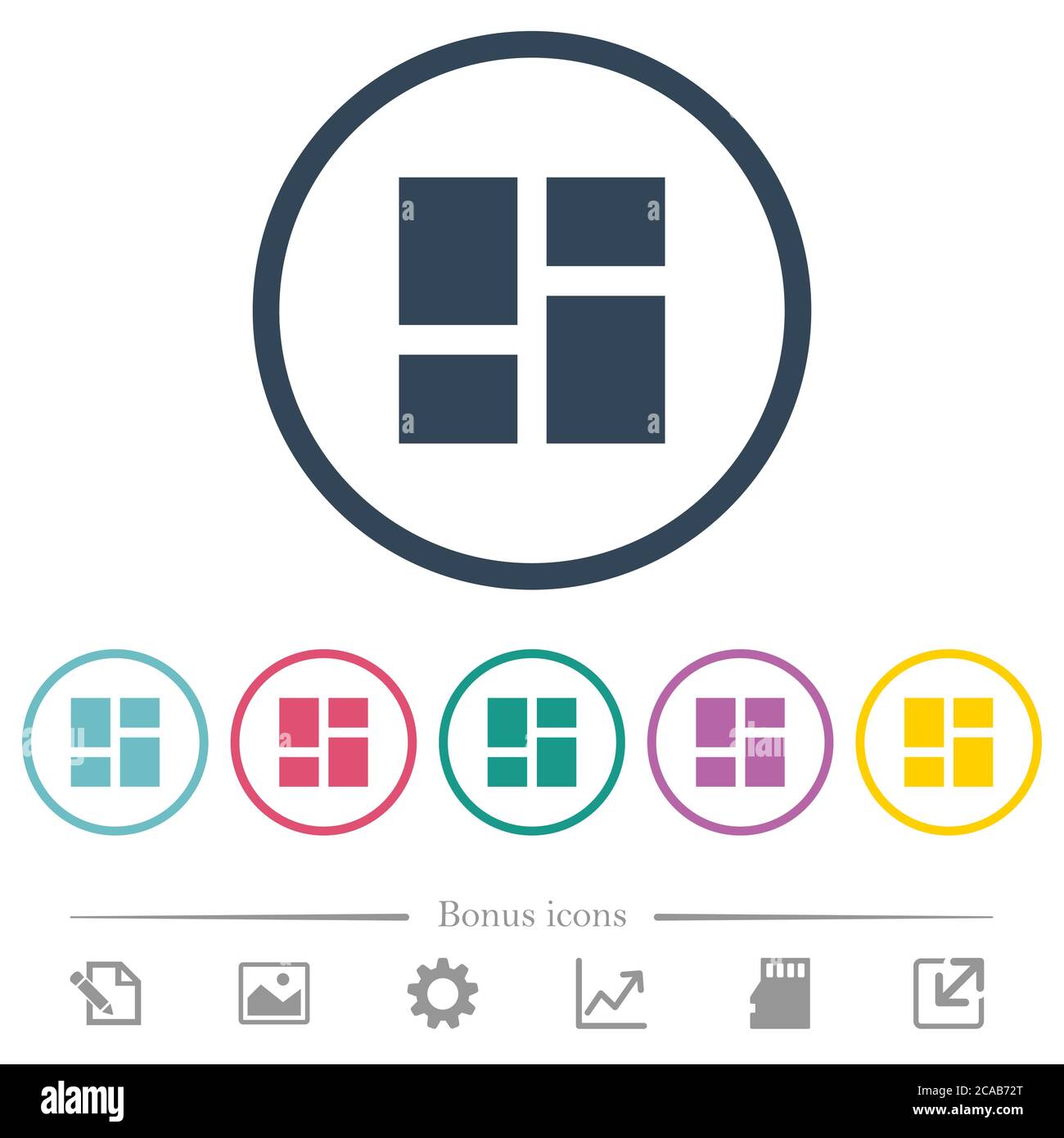 Admin dashboard panels flat color icons in round outlines. 6 bonus ...