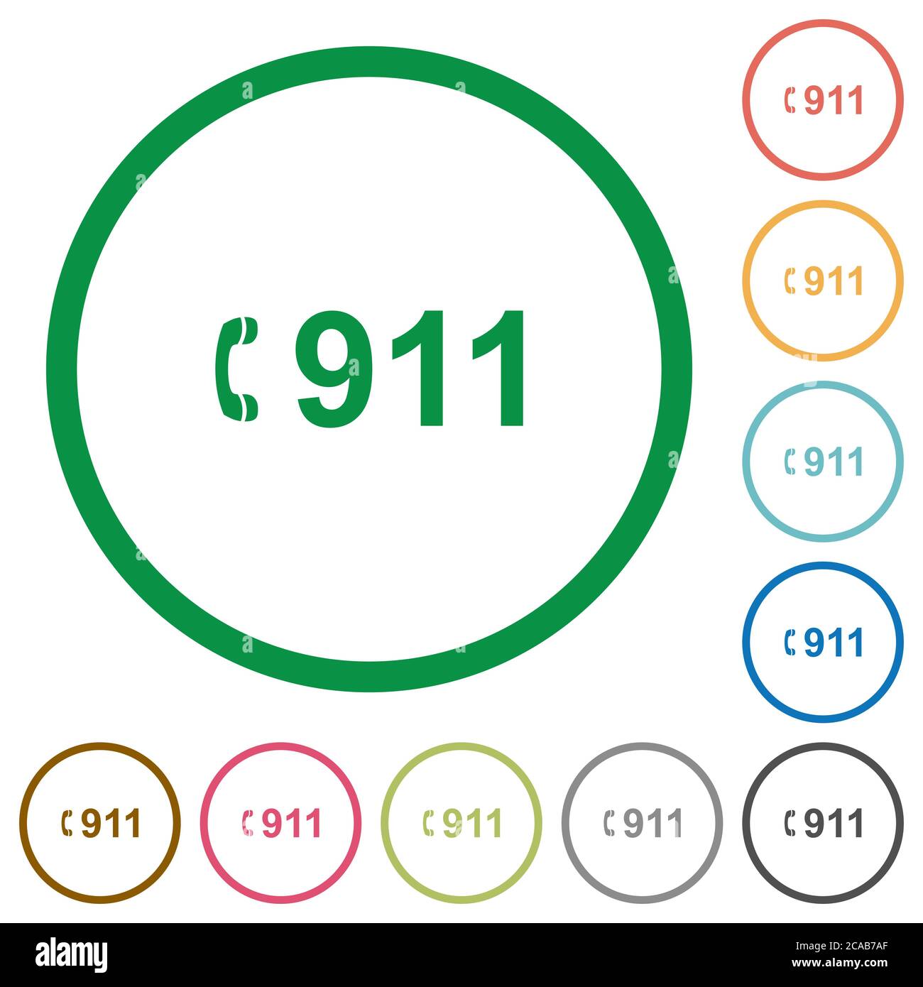 Emergency call 911 flat color icons in round outlines on white background Stock Vector Image ...