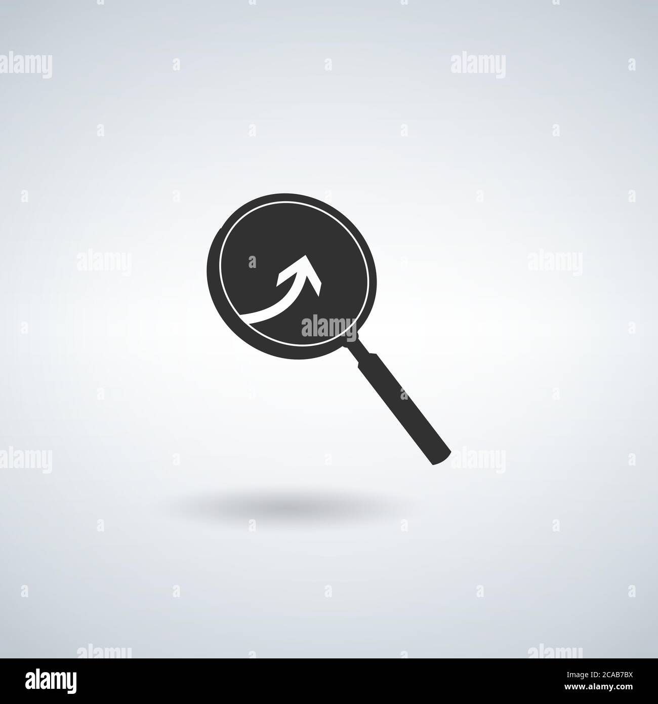 Arrow with magnifier. Vector icon. Stock vector illustration isolated ...