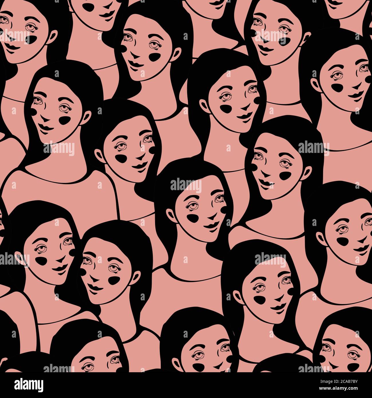 Vector seamless pattern with women faces. Concept for International ...