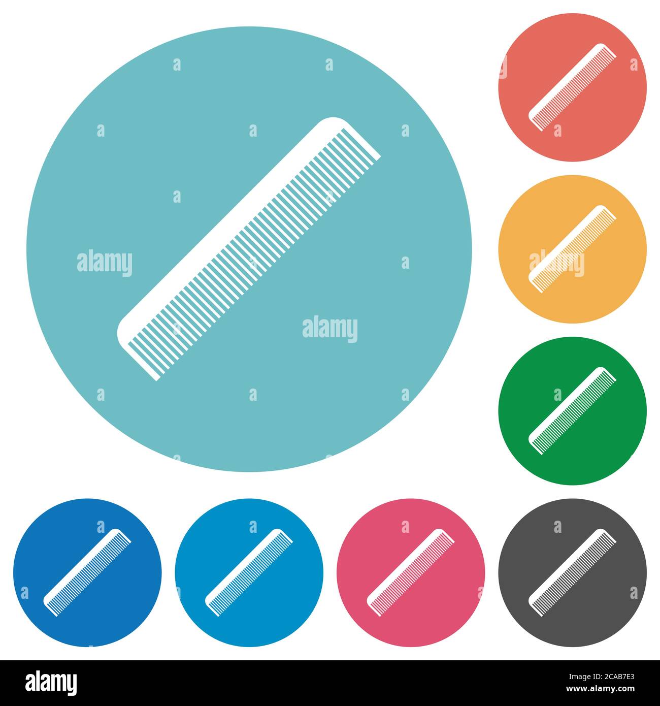 Simple comb flat white icons on round color backgrounds Stock Vector Image & Art - Alamy