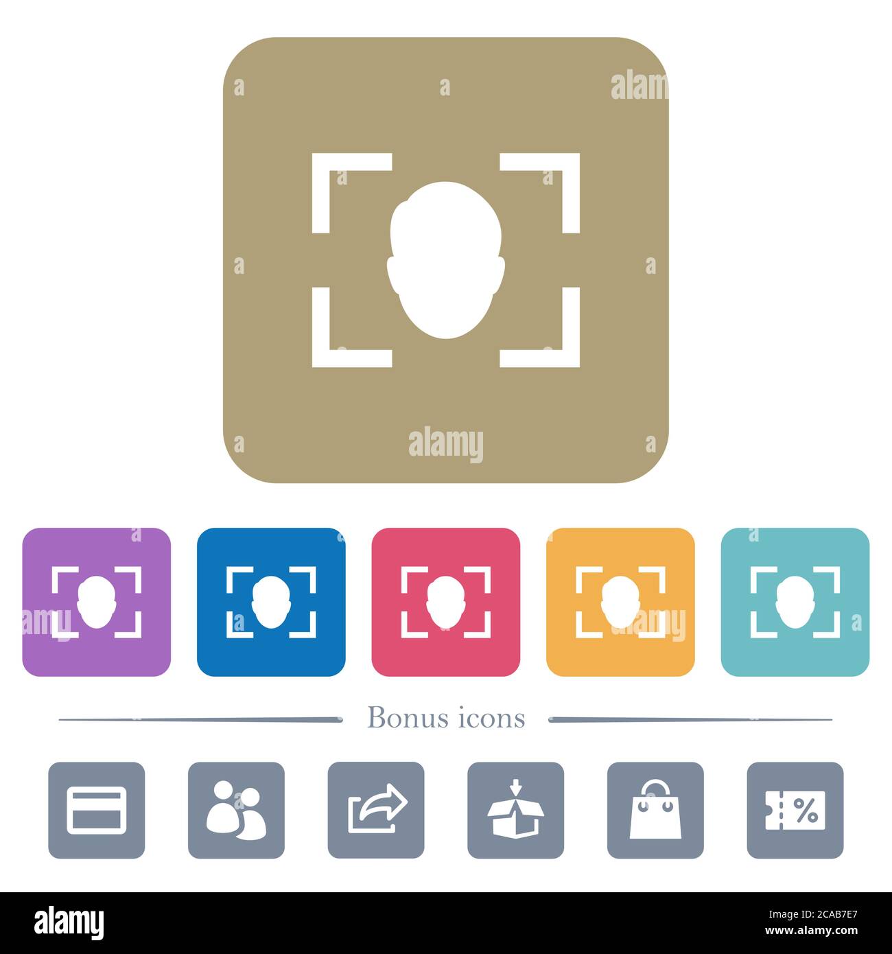 Camera selfie mode white flat icons on color rounded square backgrounds ...