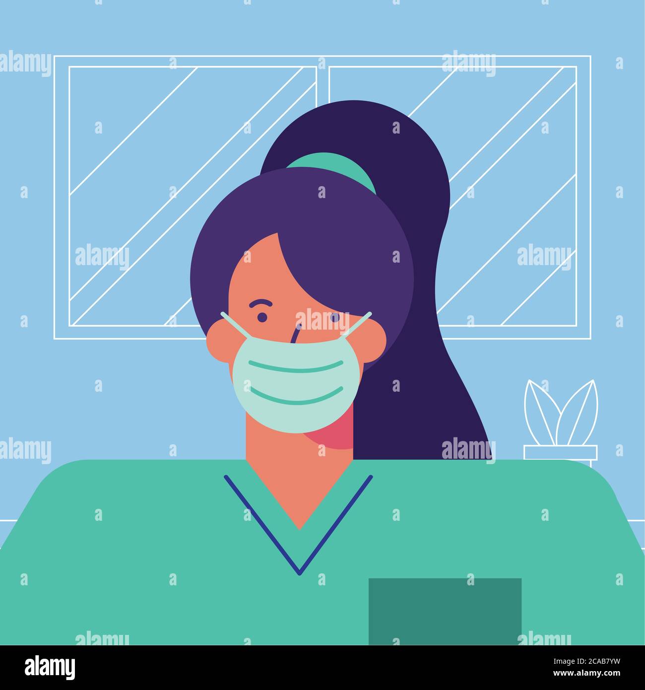 professional female surgeon wearing medical mask vector illustration ...