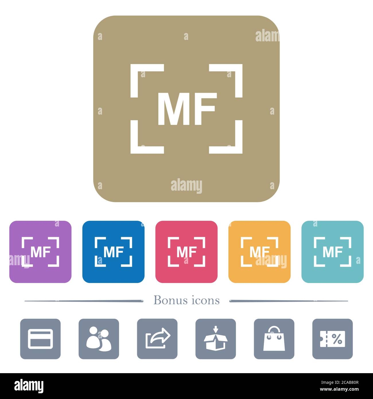 Camera manal focus mode white flat icons on color rounded square ...