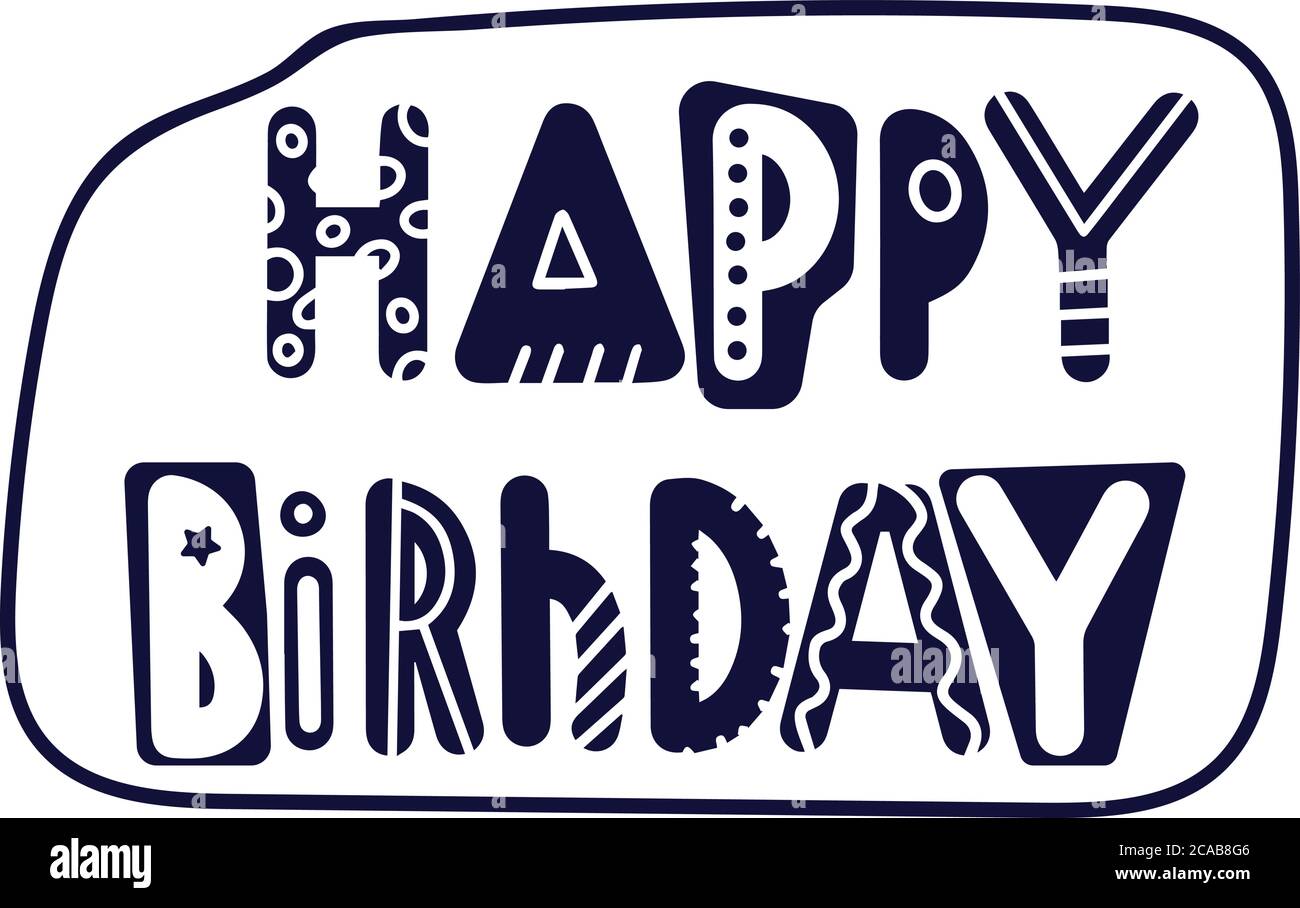 Stamp with funny text inscription Happy Birthday . Vector illustration ...