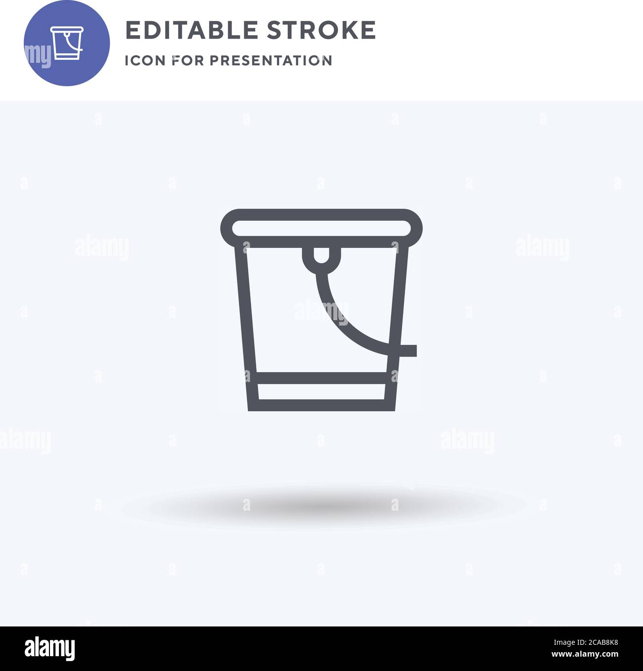 Bucket icon vector, filled flat sign, solid pictogram isolated on white ...