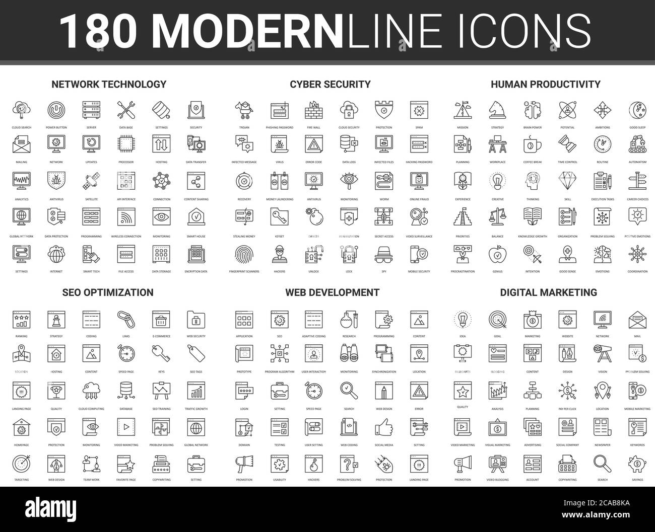 Network development technology vector illustration. Flat thin line ...