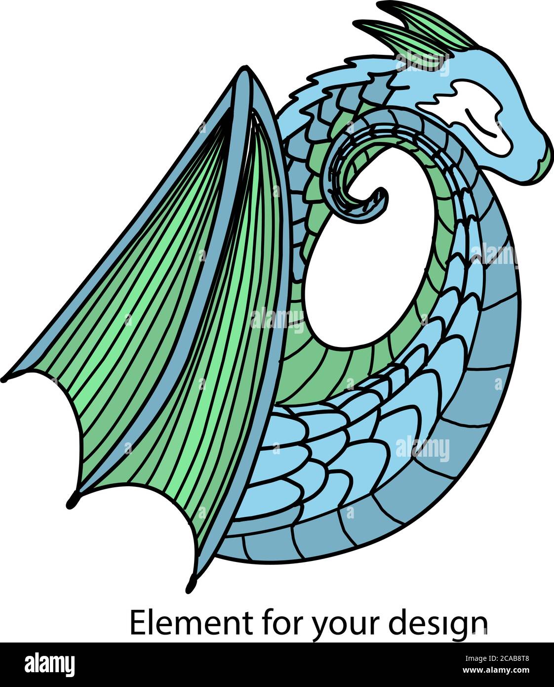 Blue dragon. Chinese dragon. Mystical animal. Vector illustration ...