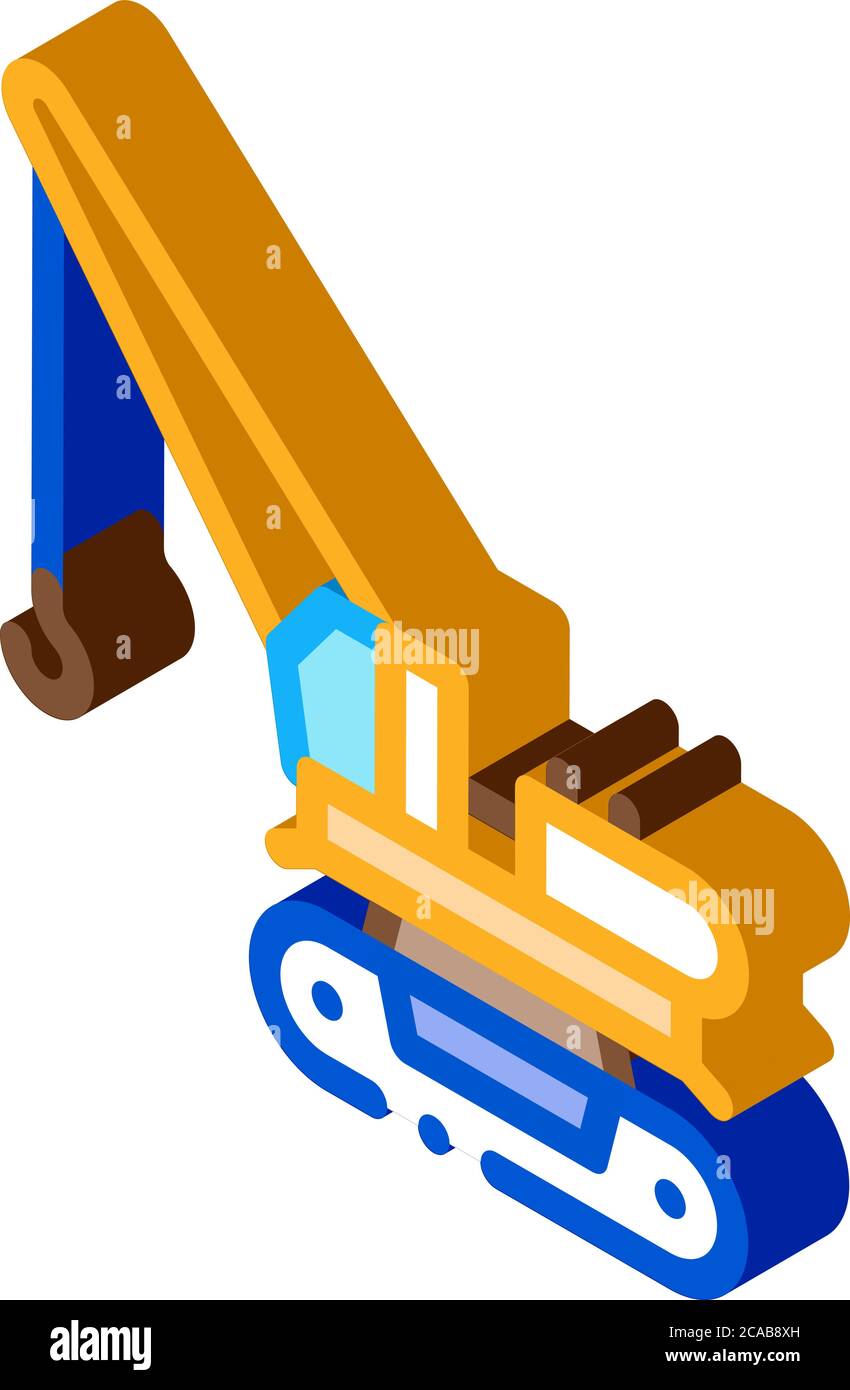crane machine isometric icon vector illustration Stock Vector Image ...