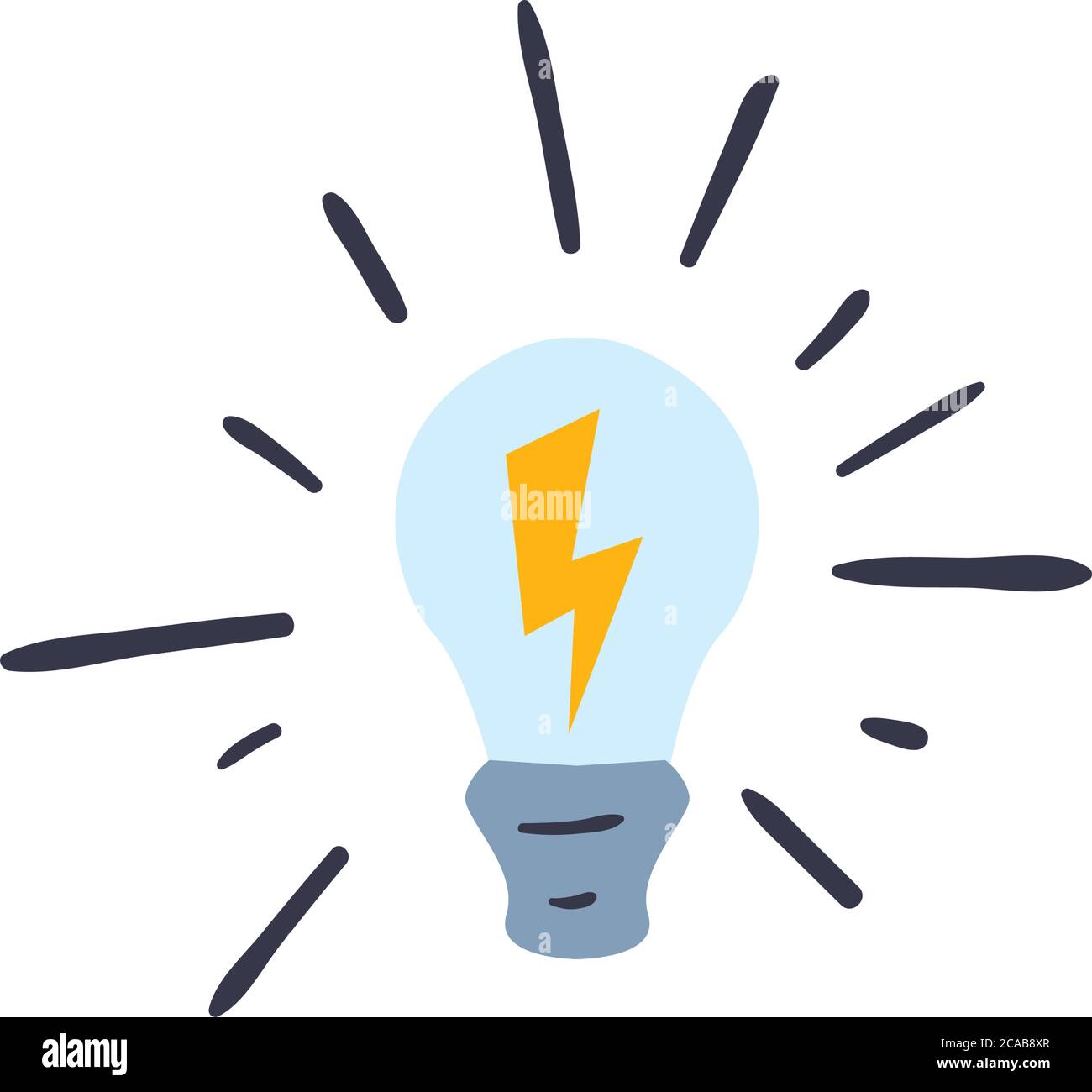 light bulb with thunder line and fill style icon design, Idea ...