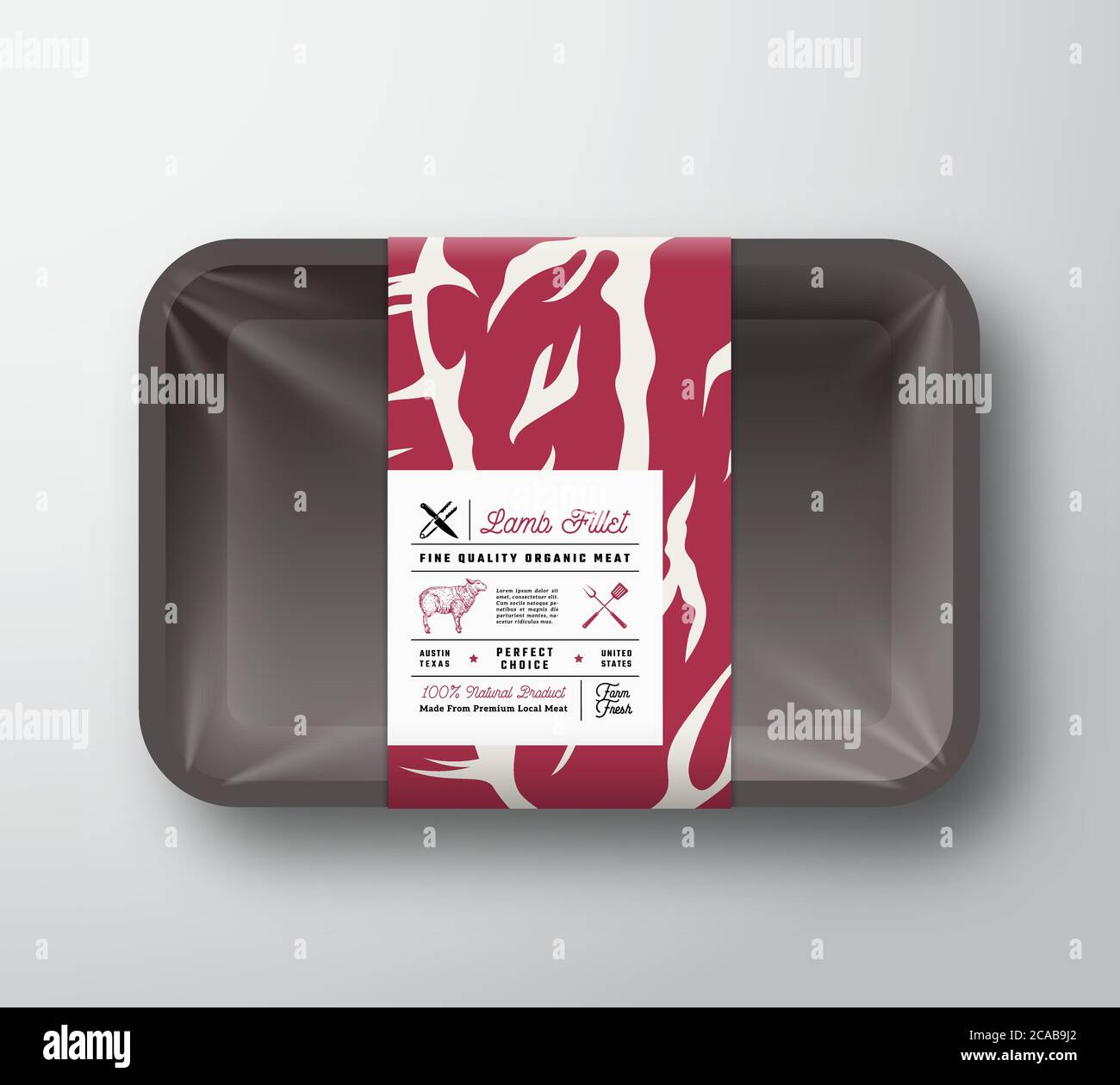Premium Quality Lamb Fillet Container Mock Up. Abstract Vector Meat ...
