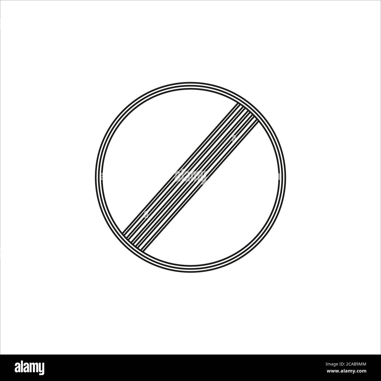 Illustration of an outline of the prohibition end road sign isolated on ...