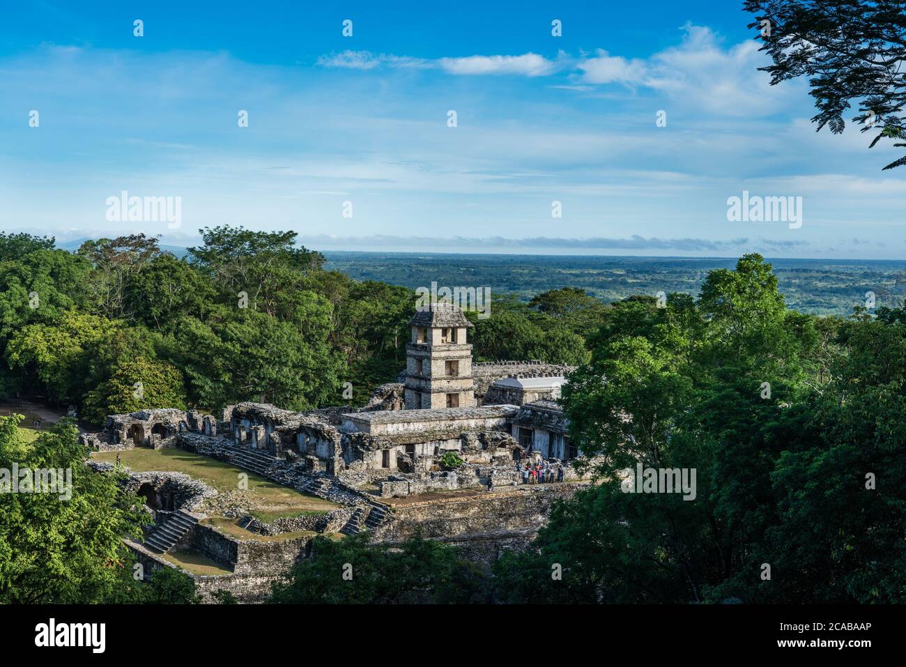 The Palace in the ruins of the Mayan city of Palenque, Palenque ...