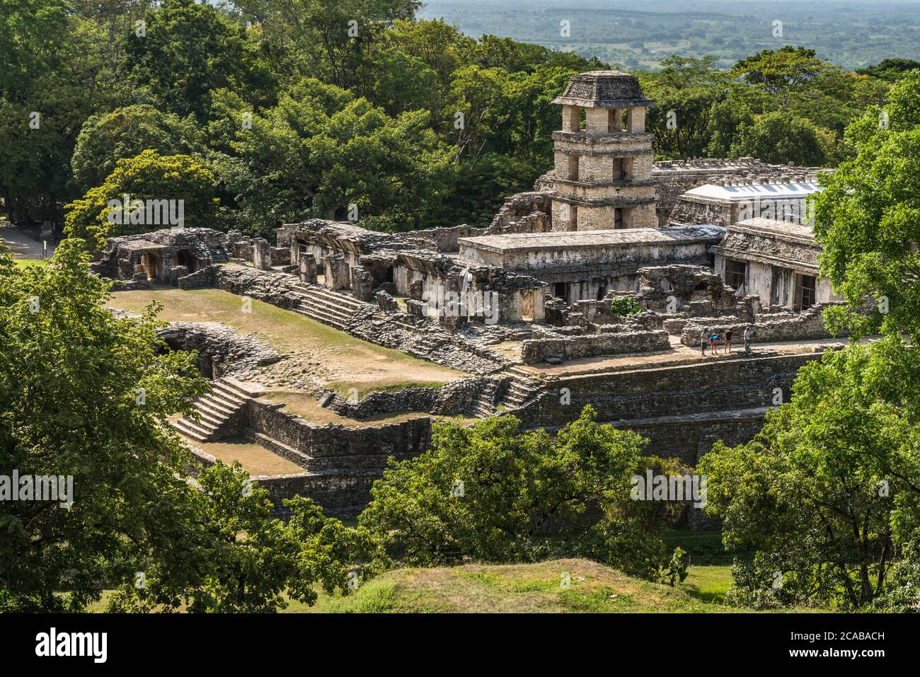 The Palace in the ruins of the Mayan city of Palenque, Palenque ...