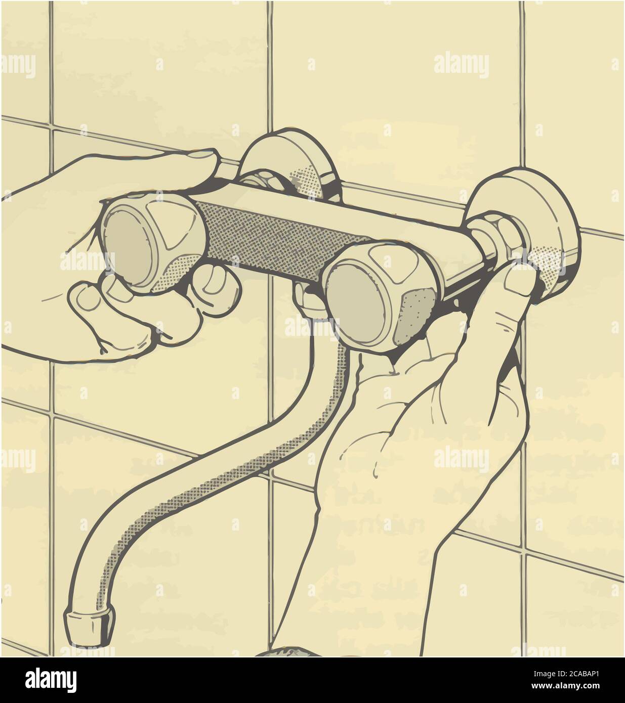 Illustration sketch of a male fixing or repairing something in the ...
